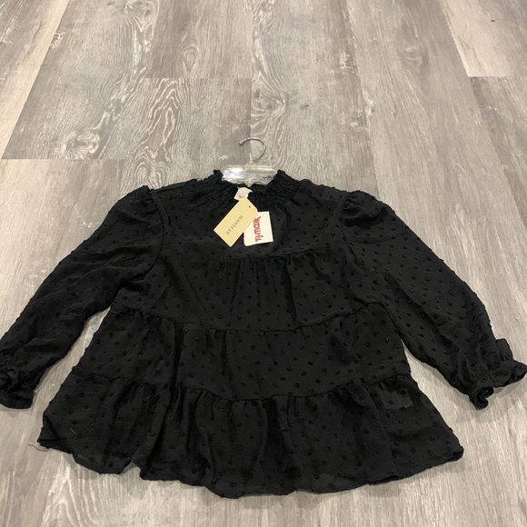 Tops | Black Sheer Smocked Top | Poshmark